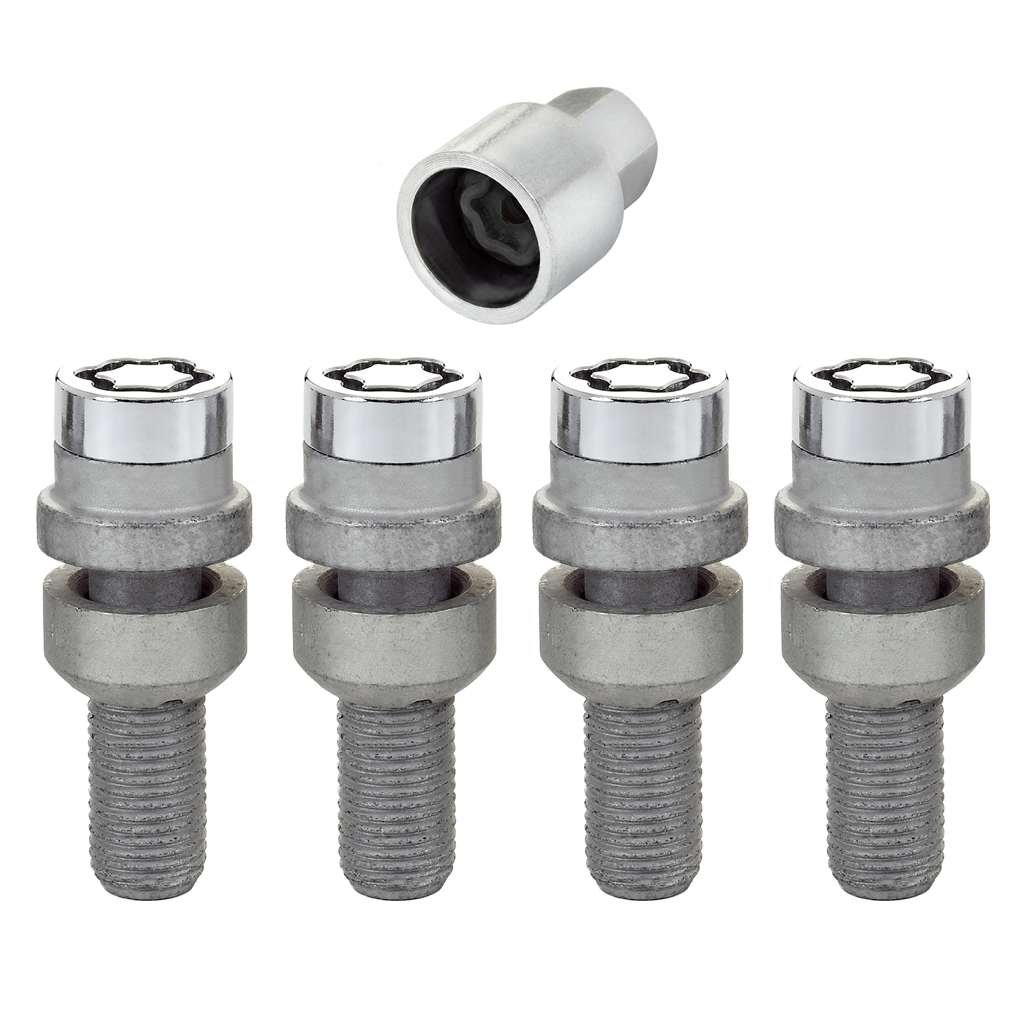 Chrome Bolt Style Radius Seat Lock Bolt Set (M14 x 1.5 Thread Size ...